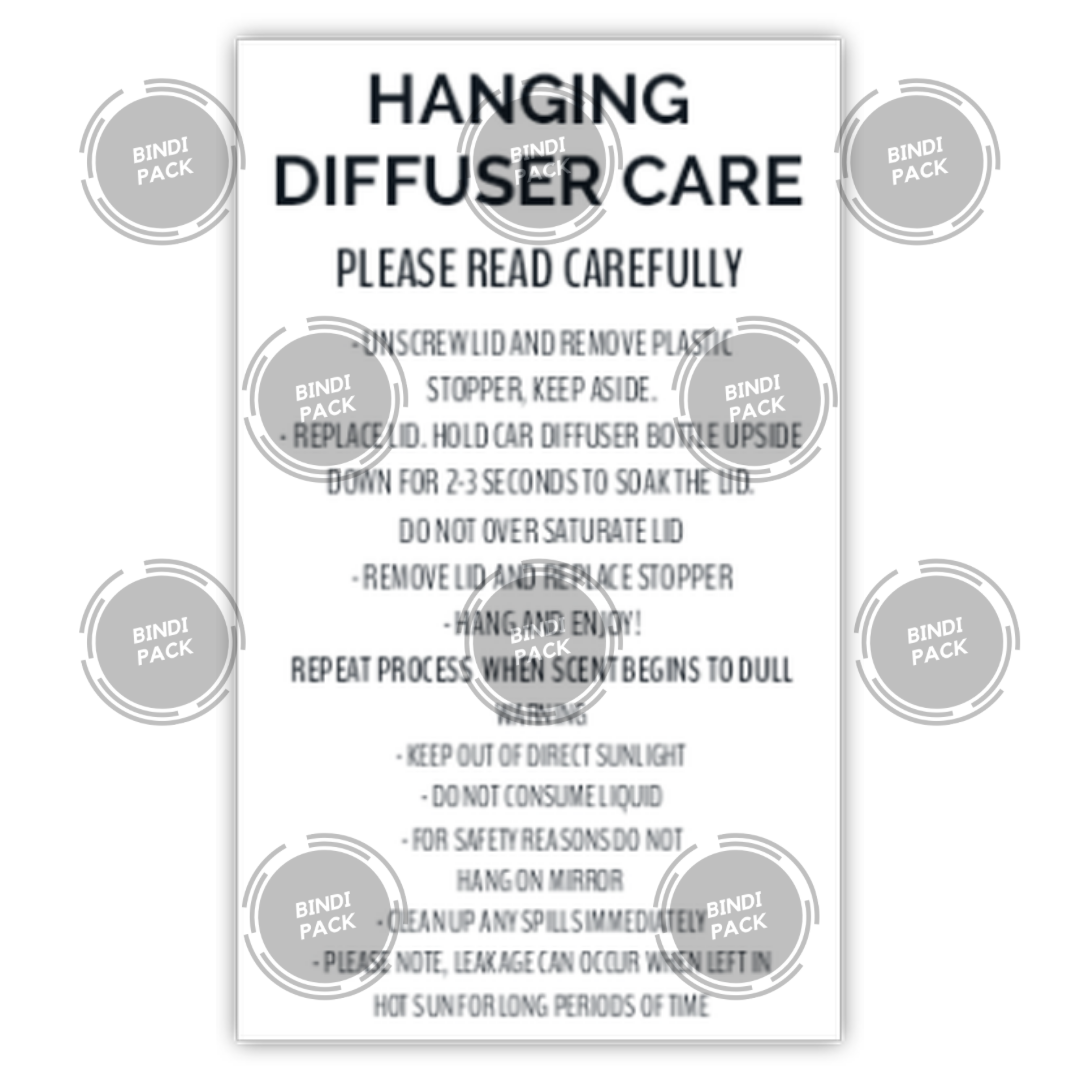 Hanging Diffuser Care Card – Bindi Pack